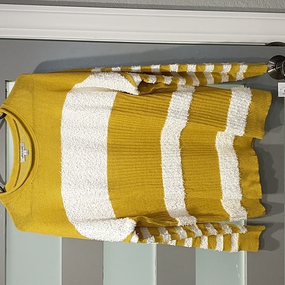white birch | Sweaters | Nwt Yellow Striped Sweater | Poshmark